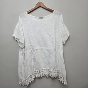 Terzo Millennio | Tops | Terzo Millennio White Linen Crocheted Lace ...
